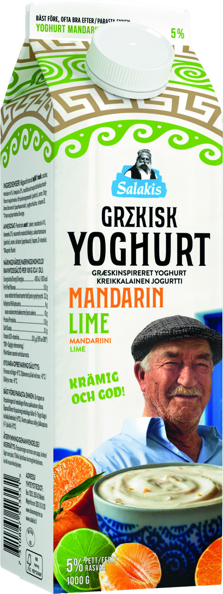 Grekisk Yoghurt Mandarin lime 1000 G Salakis grekisk-yoghurt-mandarin-lime-1000-g-salakis